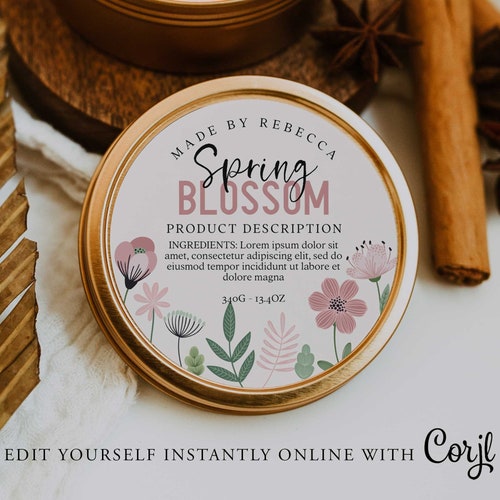Classic Floral ROUND Editable Product Label ORGANIC Custom - Etsy