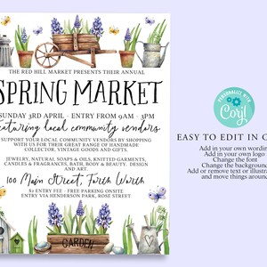 Editable SPRING MARKET Flyer Template, DIY Fundraiser, Community Fair ...