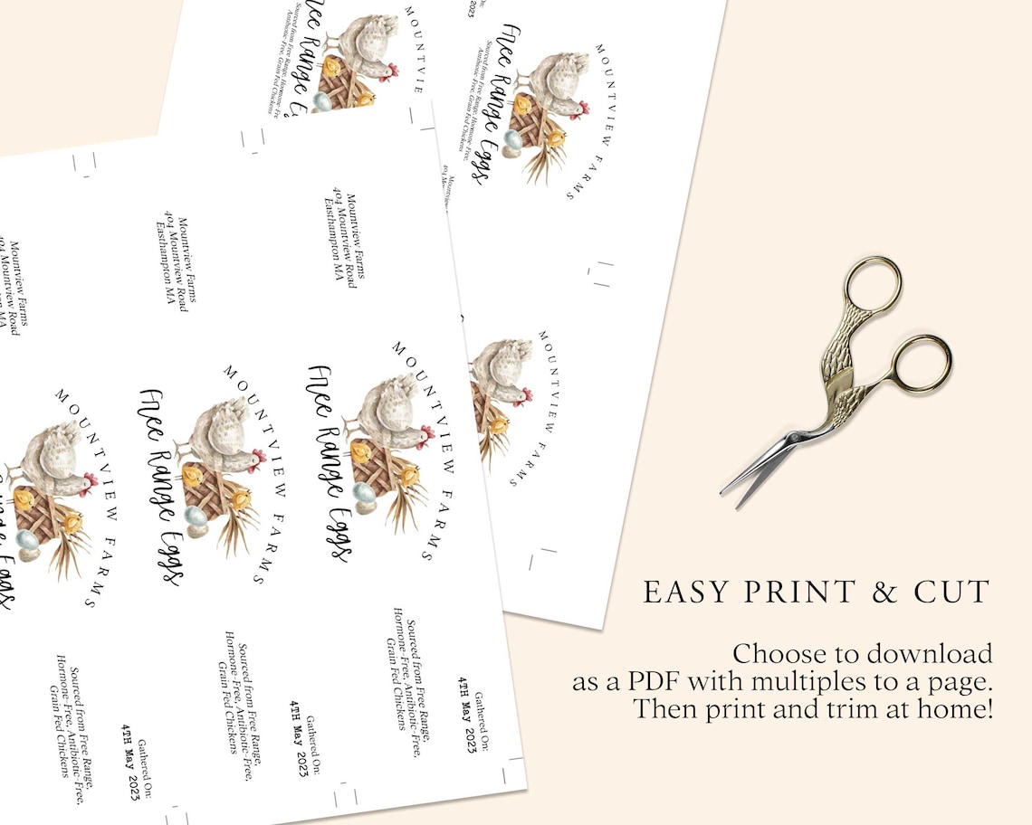 EGG CARTON Label Template Free Range Egg Carton Label - Etsy