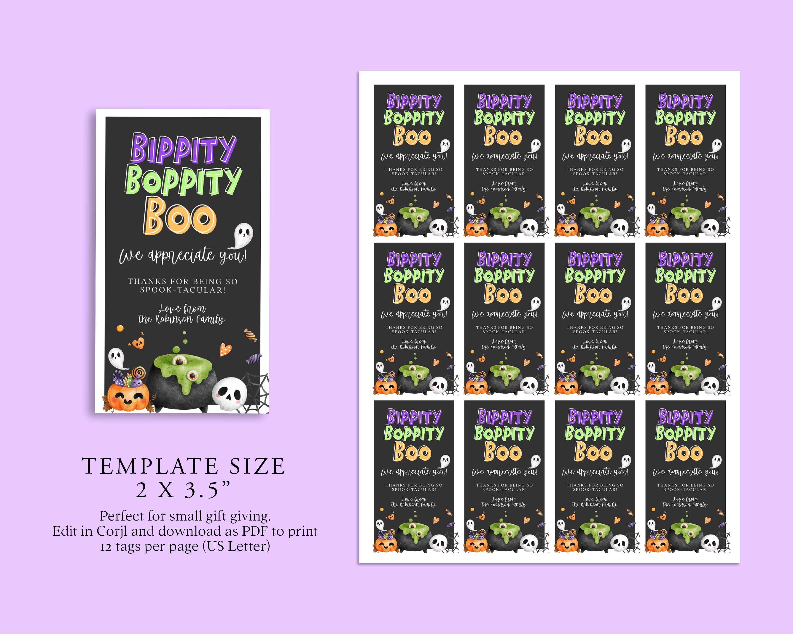 HALLOWEEN Appreciation Gift Tag, Teacher, Friends, Trick or Treat ...