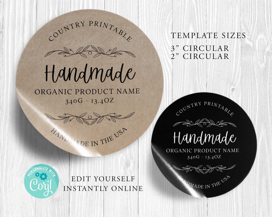 ROUND Editable Product Sticker, Floral ORGANIC Custom Product Label, 3 ...