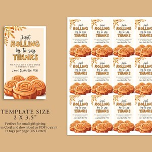 CINNAMON Roll Appreciation Gift Tag, Teacher, Friends, Mothers Day ...
