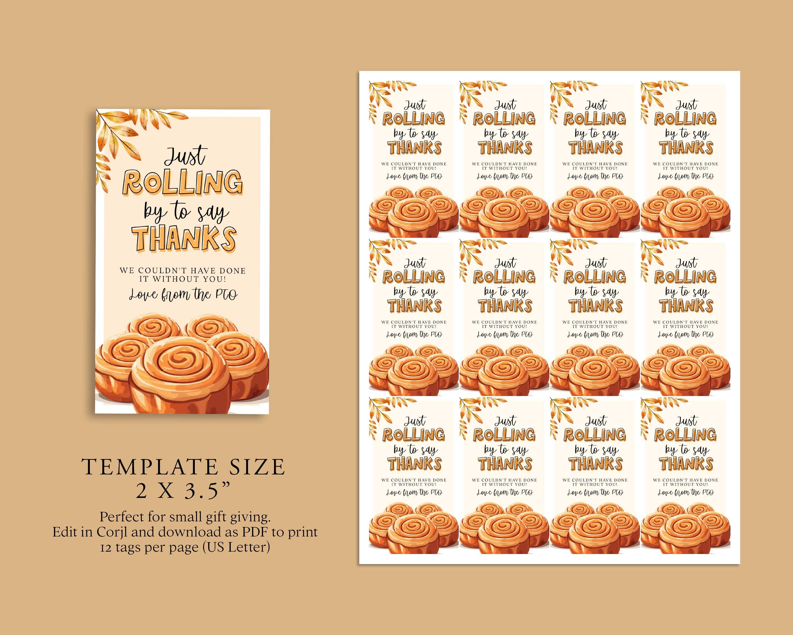 CINNAMON Roll Appreciation Gift Tag, Teacher, Friends, Mothers Day ...