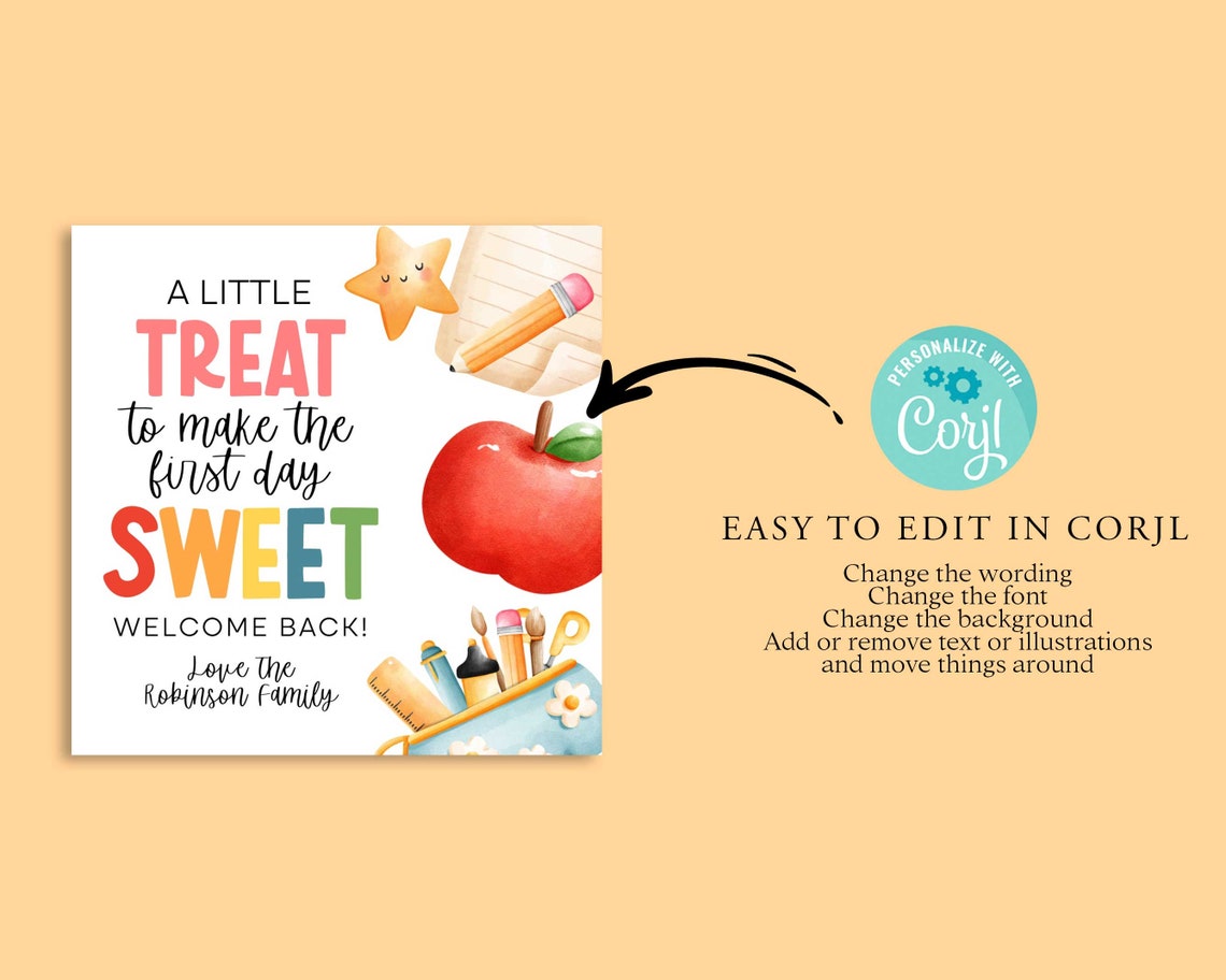 BACK to SCHOOL Treat Appreciation Gift Tag, Teacher, Friends Thankyou ...