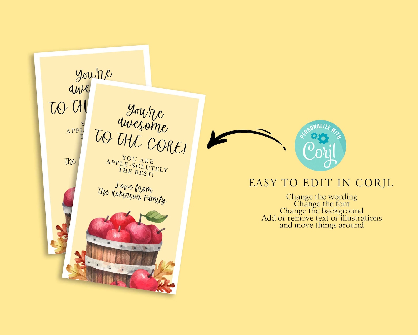 TEACHER Appreciation Gift Tag, Teacher, Friends, Thanksgiving Apple ...