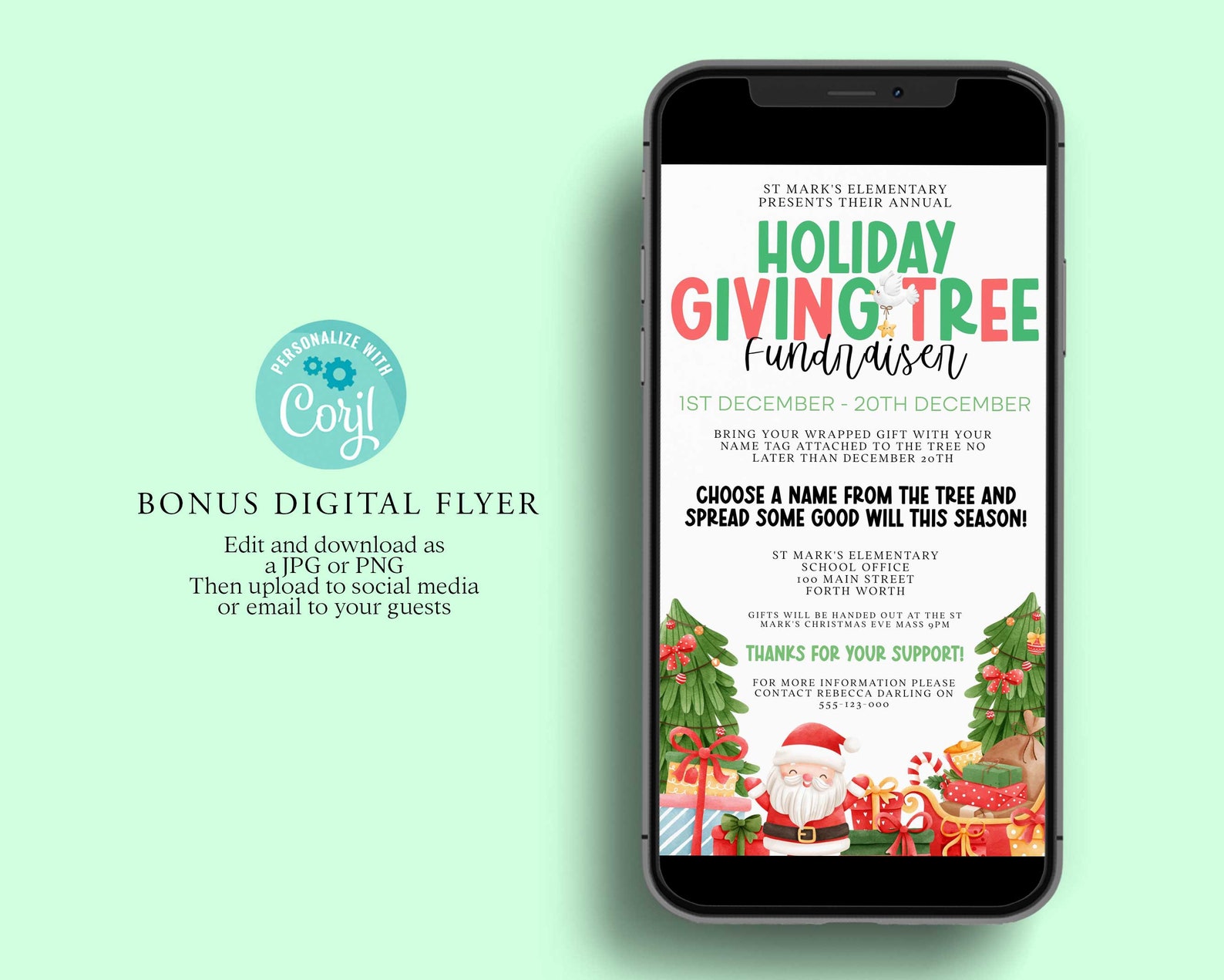 CHRISTMAS Giving Tree Fundraiser Flyer, PTA Pto, School Teacher ...