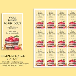 TEACHER Appreciation Gift Tag, Teacher, Friends, Thanksgiving Apple ...