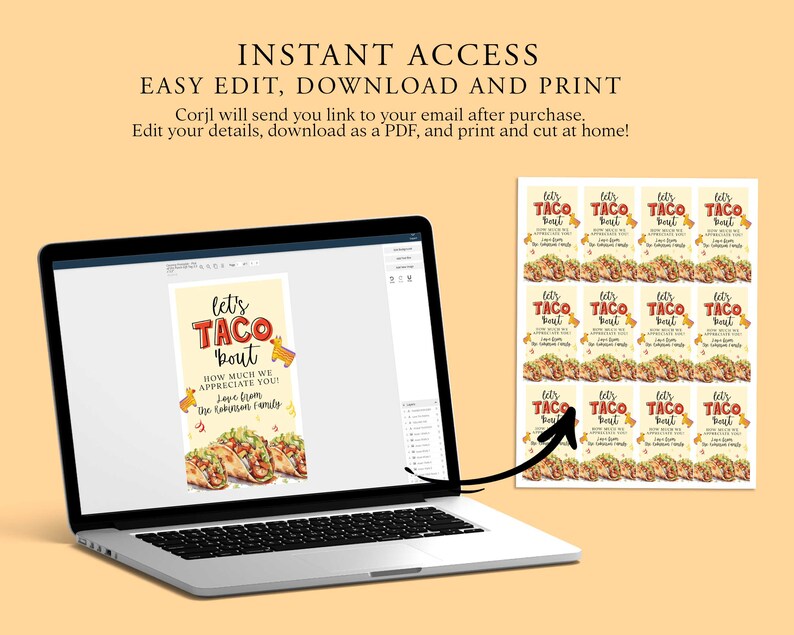 Let's TACO 'bout Appreciation Gift Tag, Teacher, Friends, Mothers Day ...