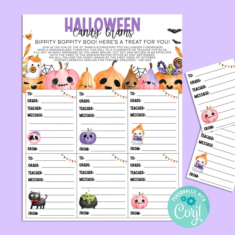 Halloween Candy Gram Template - Etsy