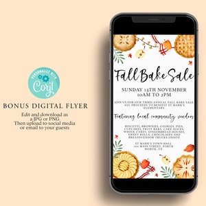 Editable FALL Bake Sale Flyer Template DIY Event Poster - Etsy