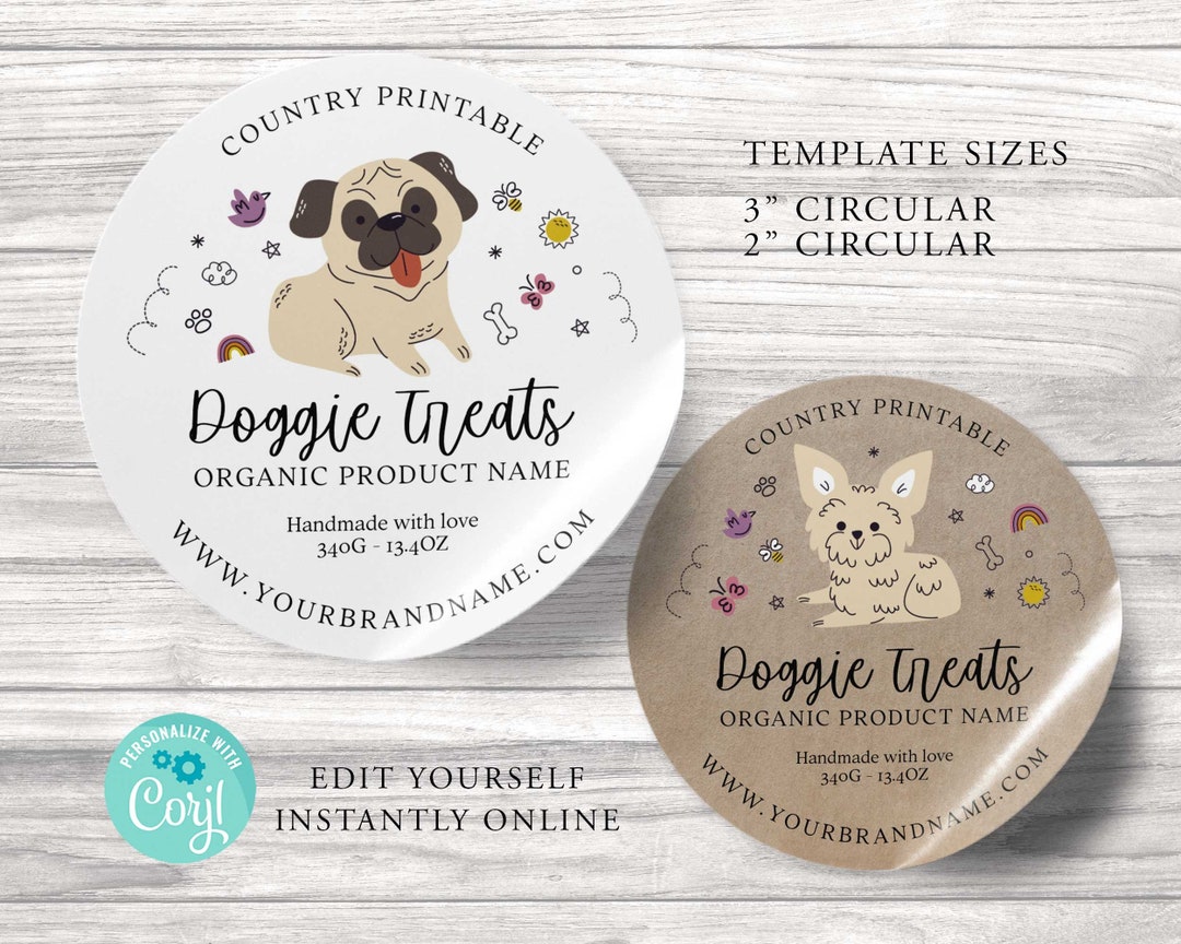 ROUND Pet Food Editable Product Sticker, Treats Chews Product Label, 3 ...