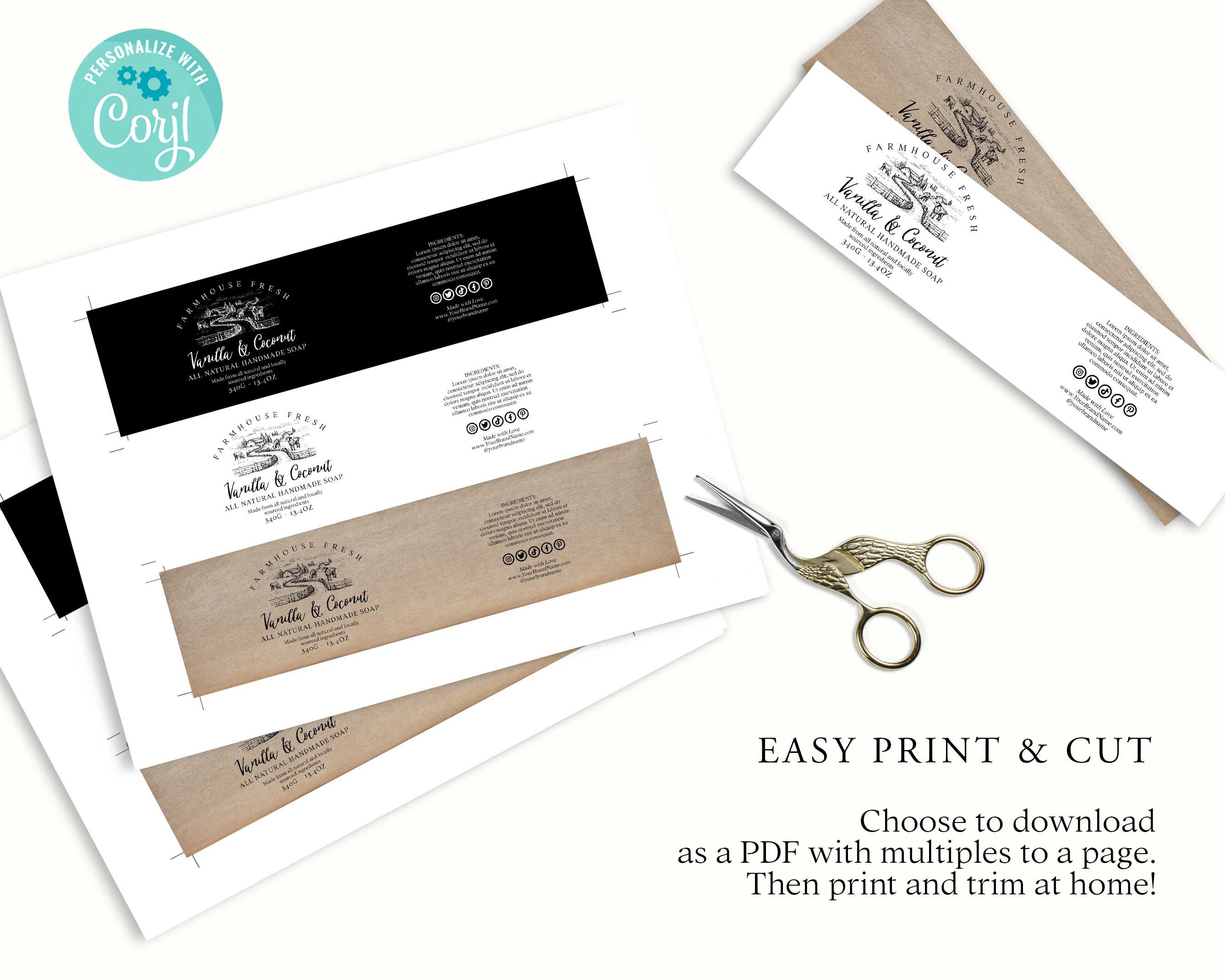 Vintage FARMHOUSE Editable Soap Label Custom Product DIY - Etsy