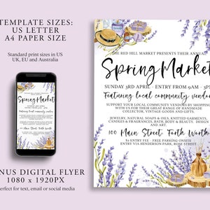 Editable SPRING MARKET Flyer Template, DIY Market Sale, Community Fair ...
