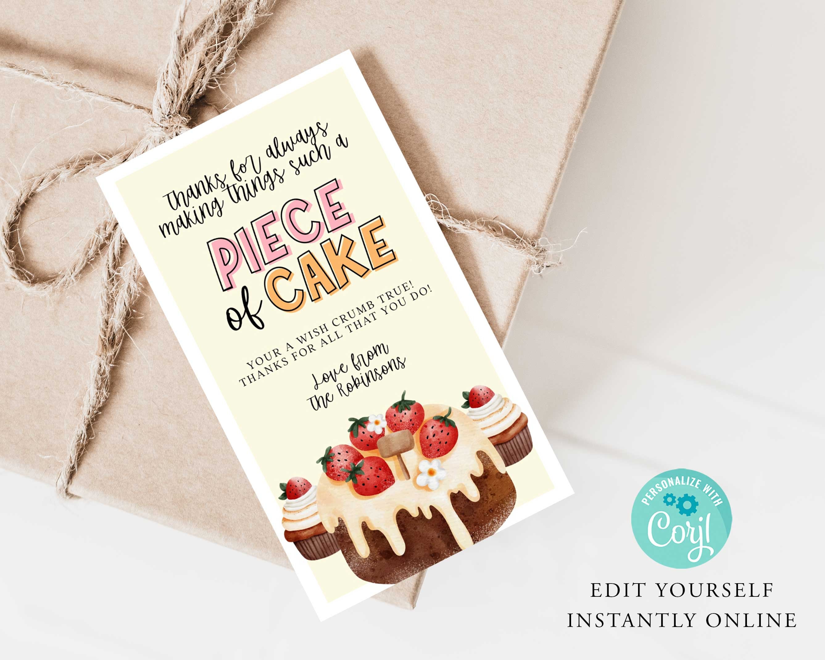 CAKE Appreciation Gift Tag, Teacher, Friends, Mothers Day, Valentine ...