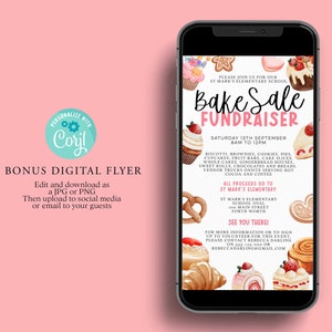 BAKE SALE Social Fundraiser Editable Template, Flyer, Printable PTA ...