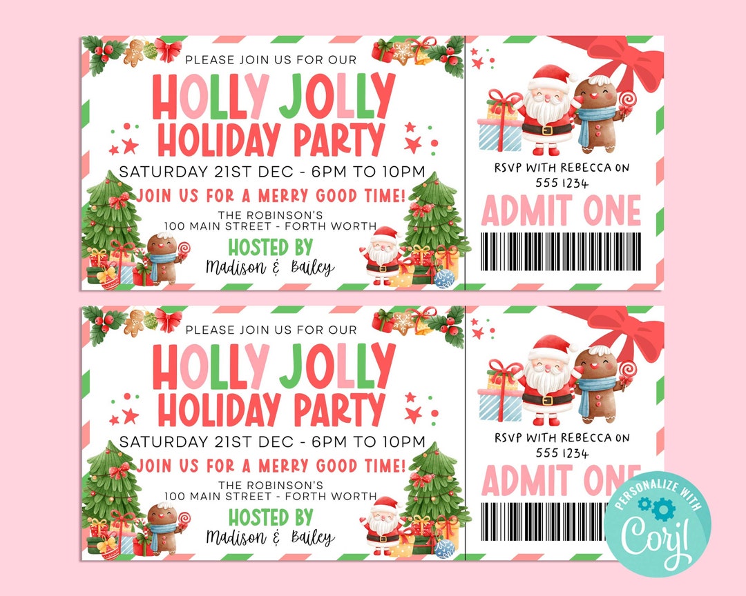 CHRISTMAS Holly Jolly Party Flyer Editable Template, Jingle Mingle ...