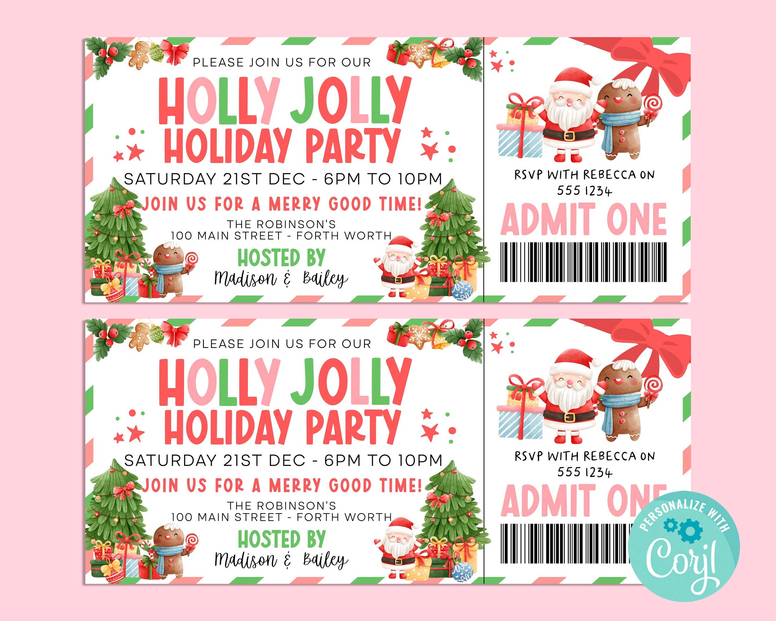 CHRISTMAS Holly Jolly Party Flyer Editable Template, Jingle Mingle ...