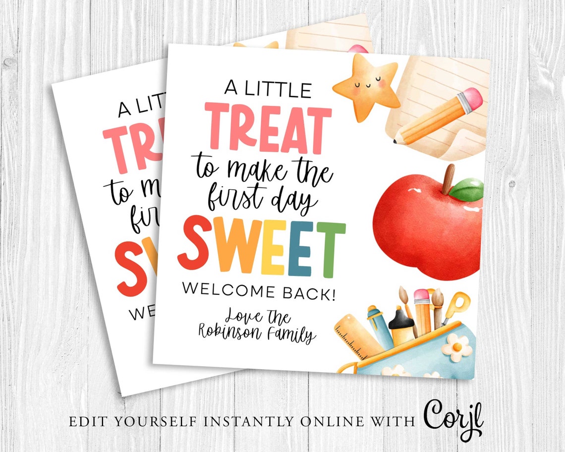 BACK to SCHOOL Treat Appreciation Gift Tag, Teacher, Friends Thankyou ...