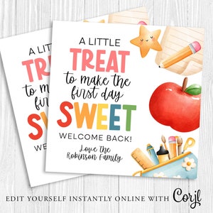 BACK to SCHOOL Treat Appreciation Gift Tag, Teacher, Friends Thankyou ...
