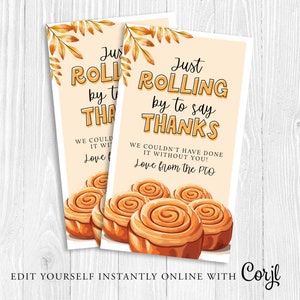 CINNAMON Roll Appreciation Gift Tag, Teacher, Friends, Mothers Day ...