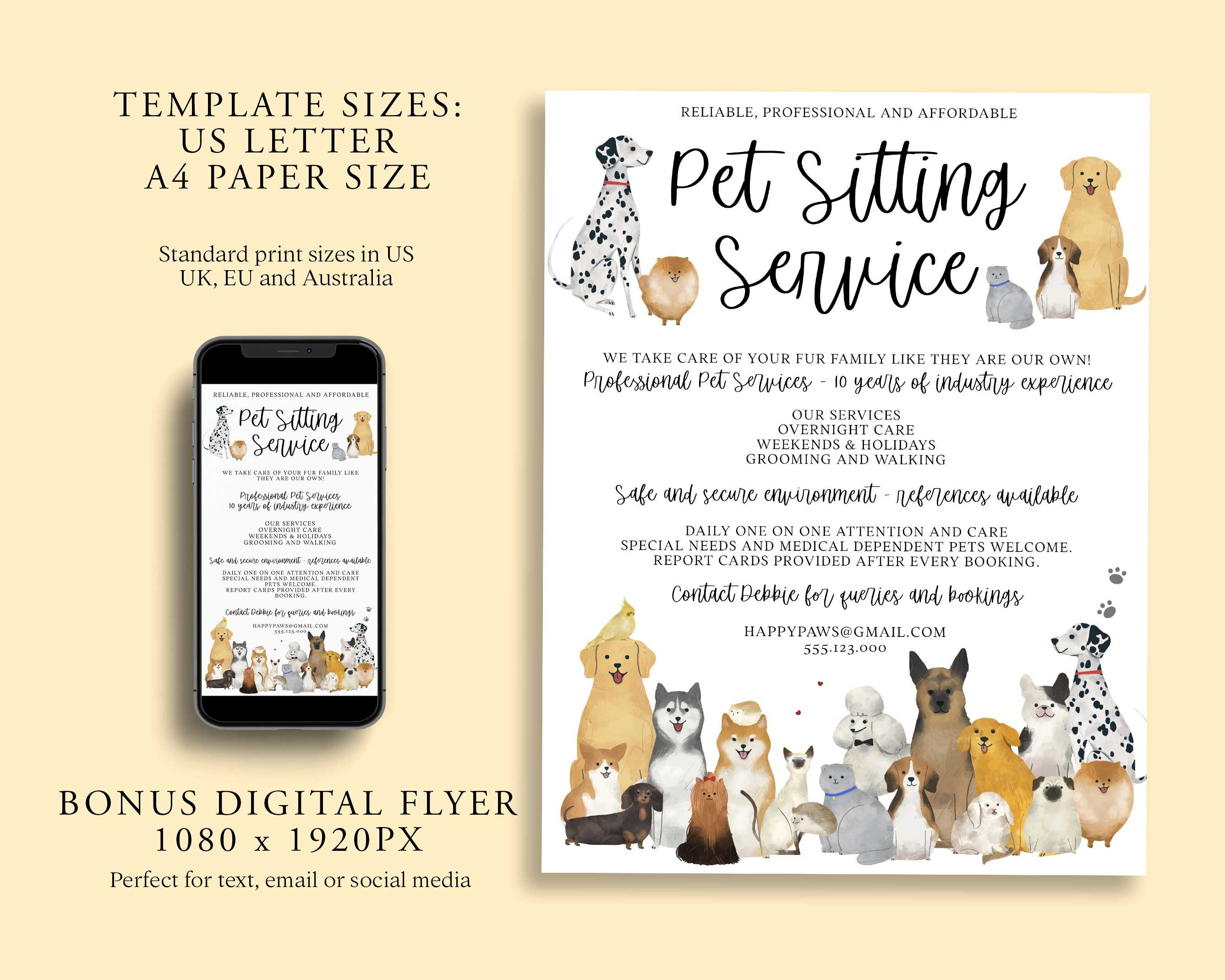PET SITTING Flyer, Pet Walking Business Flyer Template, Pet Grooming ...