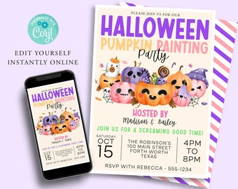Pumpkin Painting Party Halloween Invitation - Etsy