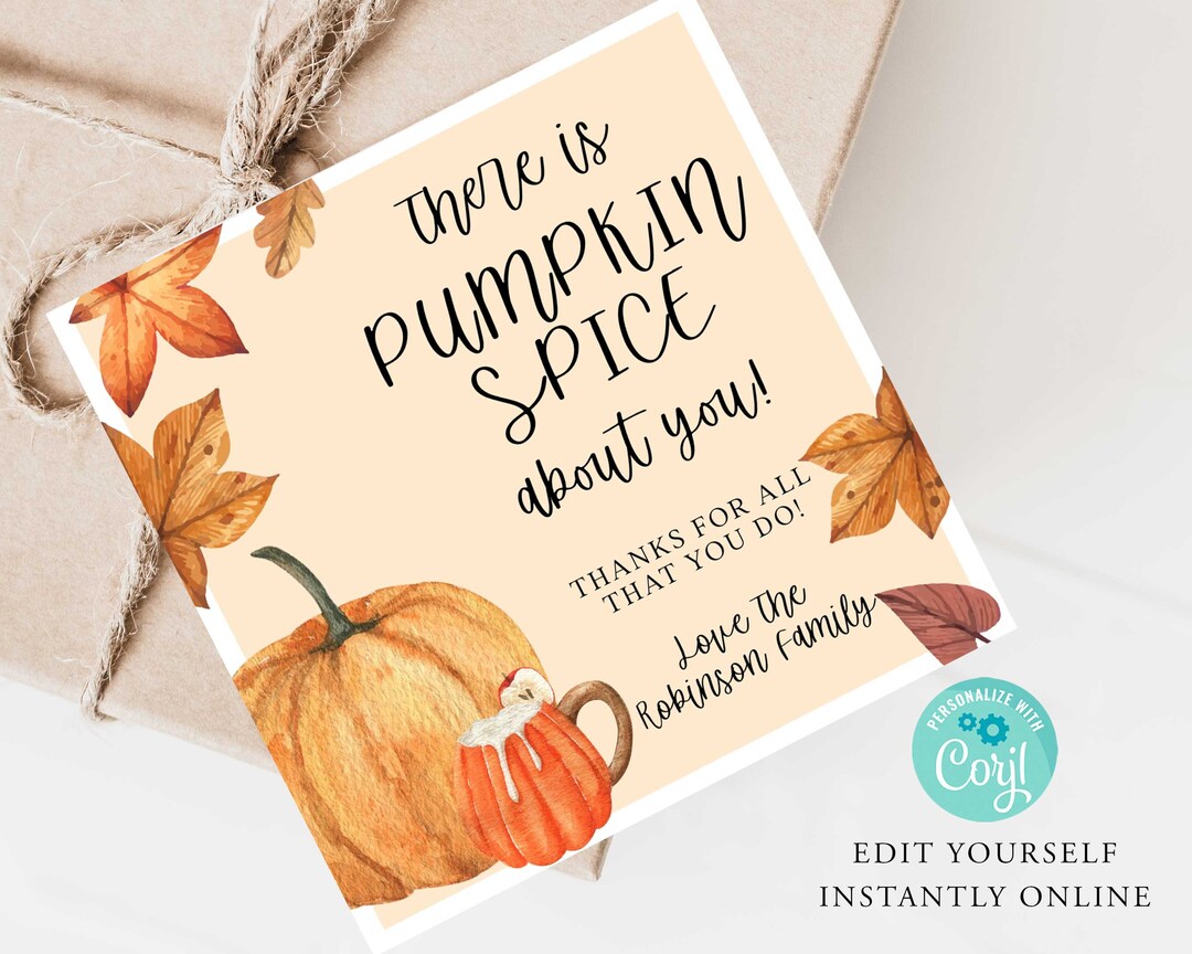 FALL Appreciation Gift Tag, Teacher, Friends, Thanksgiving Pumpkin ...