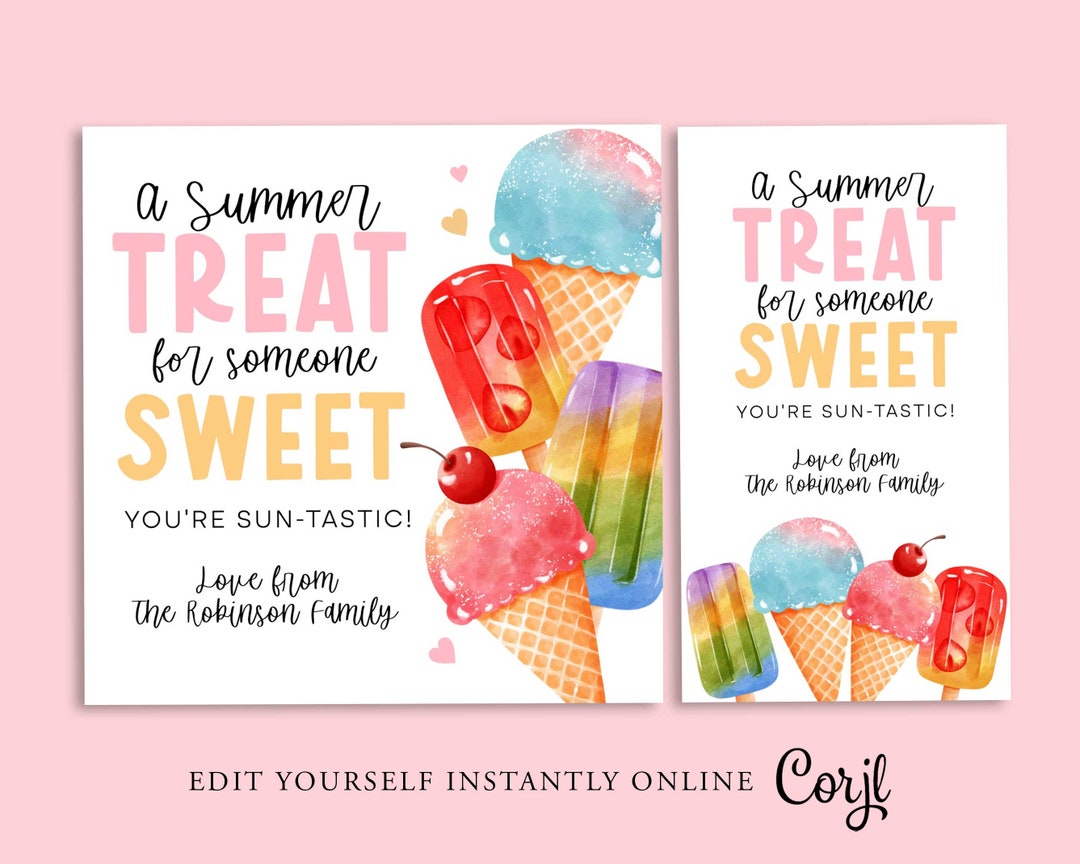 SUMMER Treat Appreciation Gift Tag, Teacher, Friends, Mothers Day ...