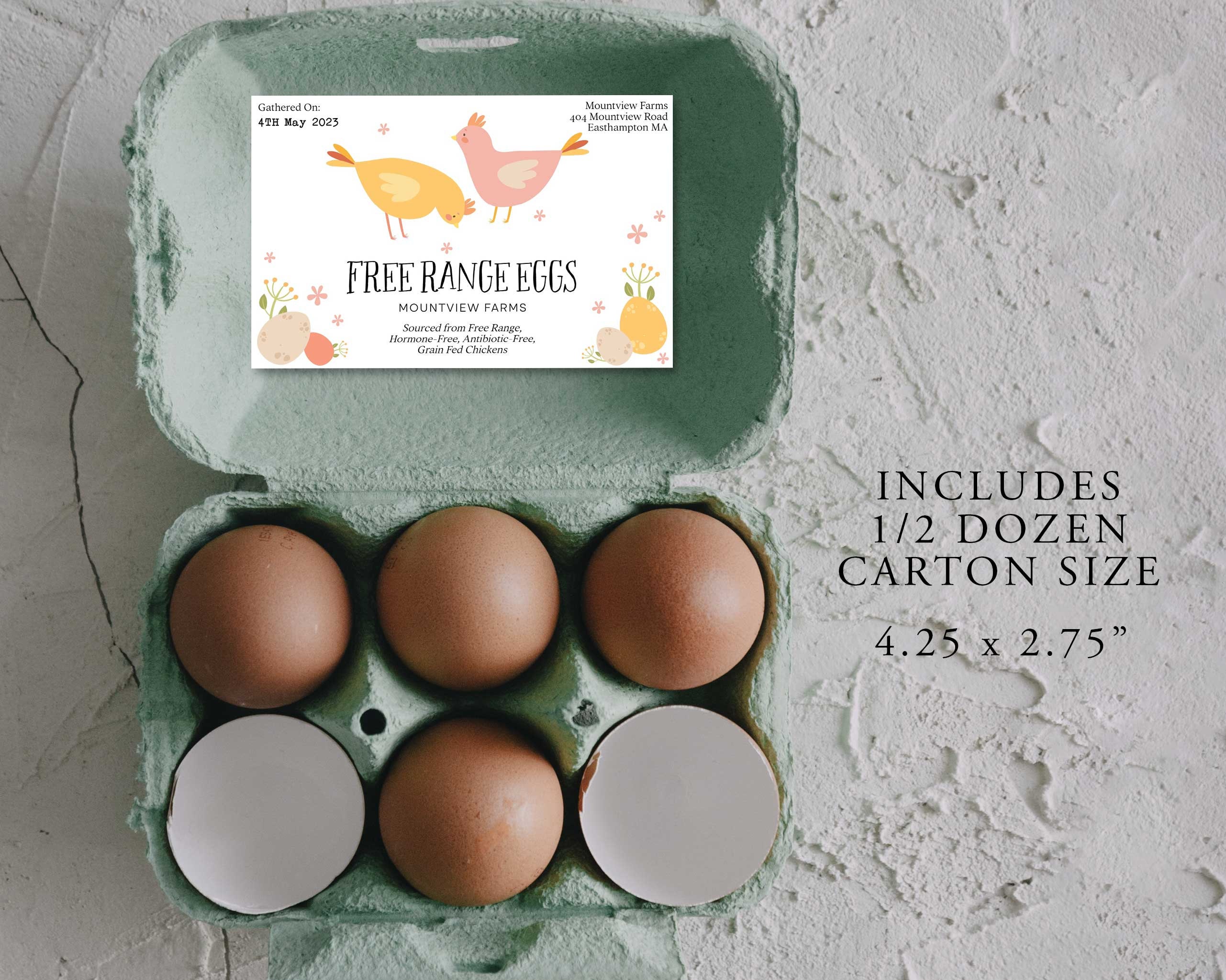 EGG CARTON Label Template, Free Range Egg Carton Label, Farmers Market ...