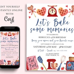 Editable BAKING PARTY Flyer Template, DIY Market Sale, Cooking Invite ...