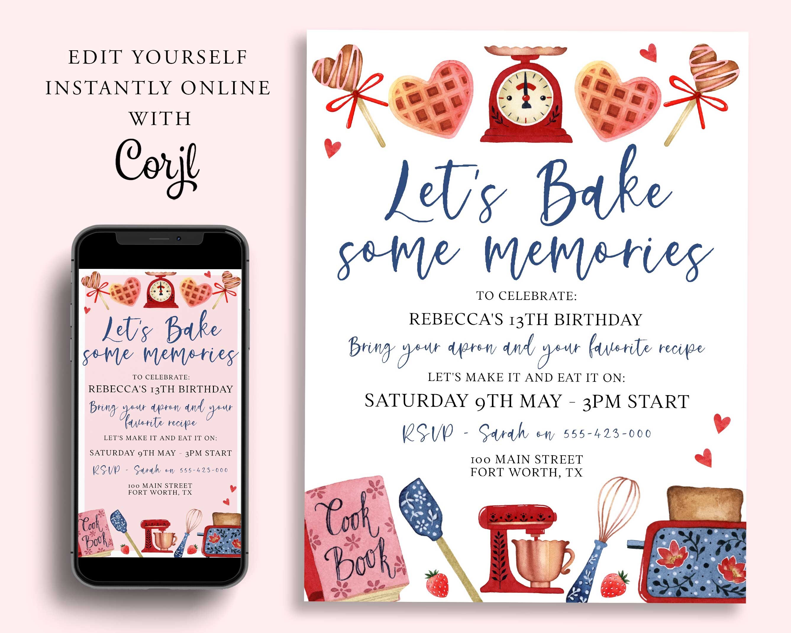 Editable BAKING PARTY Flyer Template, DIY Market Sale, Cooking Invite ...