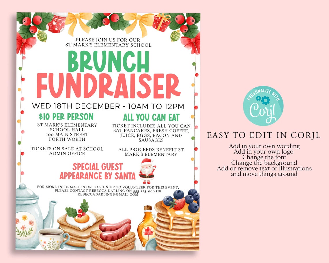 CHRISTMAS Breakfast Flyer, Printable PTA Flyer, School Breakfast ...