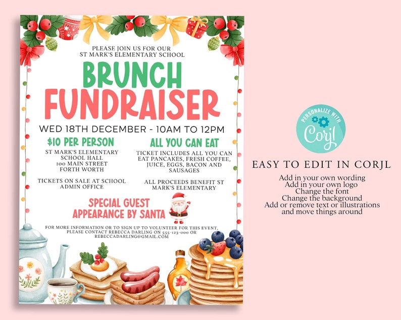 CHRISTMAS Breakfast Flyer, Printable PTA Flyer, School Breakfast ...