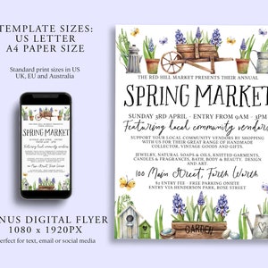 Editable SPRING MARKET Flyer Template, DIY Fundraiser, Community Fair ...