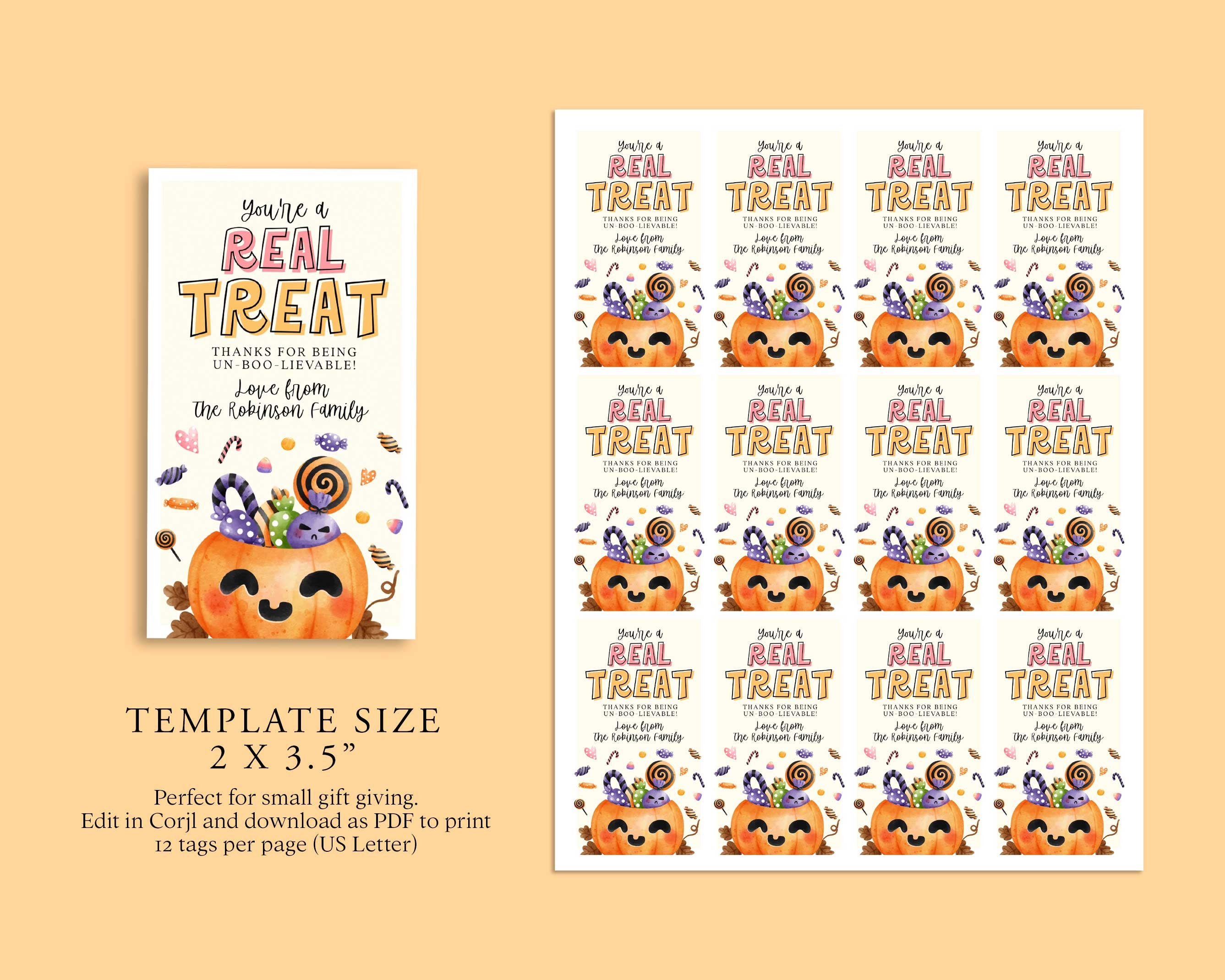HALLOWEEN Appreciation Gift Tag, Teacher, Friends, Trick or Treat ...