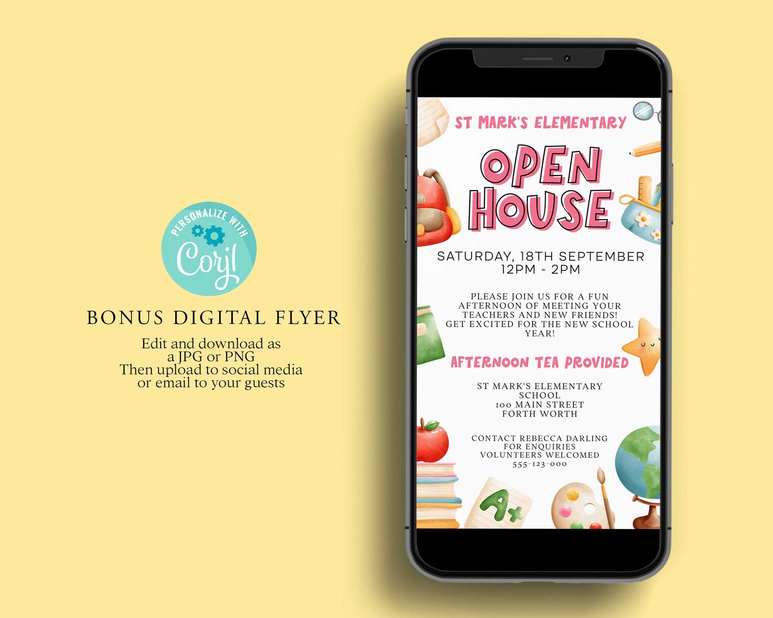 SCHOOL Open House Flyer, Editable, Meet the Teacher, Family Newsletter ...