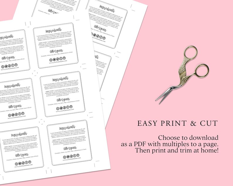 INGREDIENT Editable Product Sticker, Backing Label Round, Square Label ...