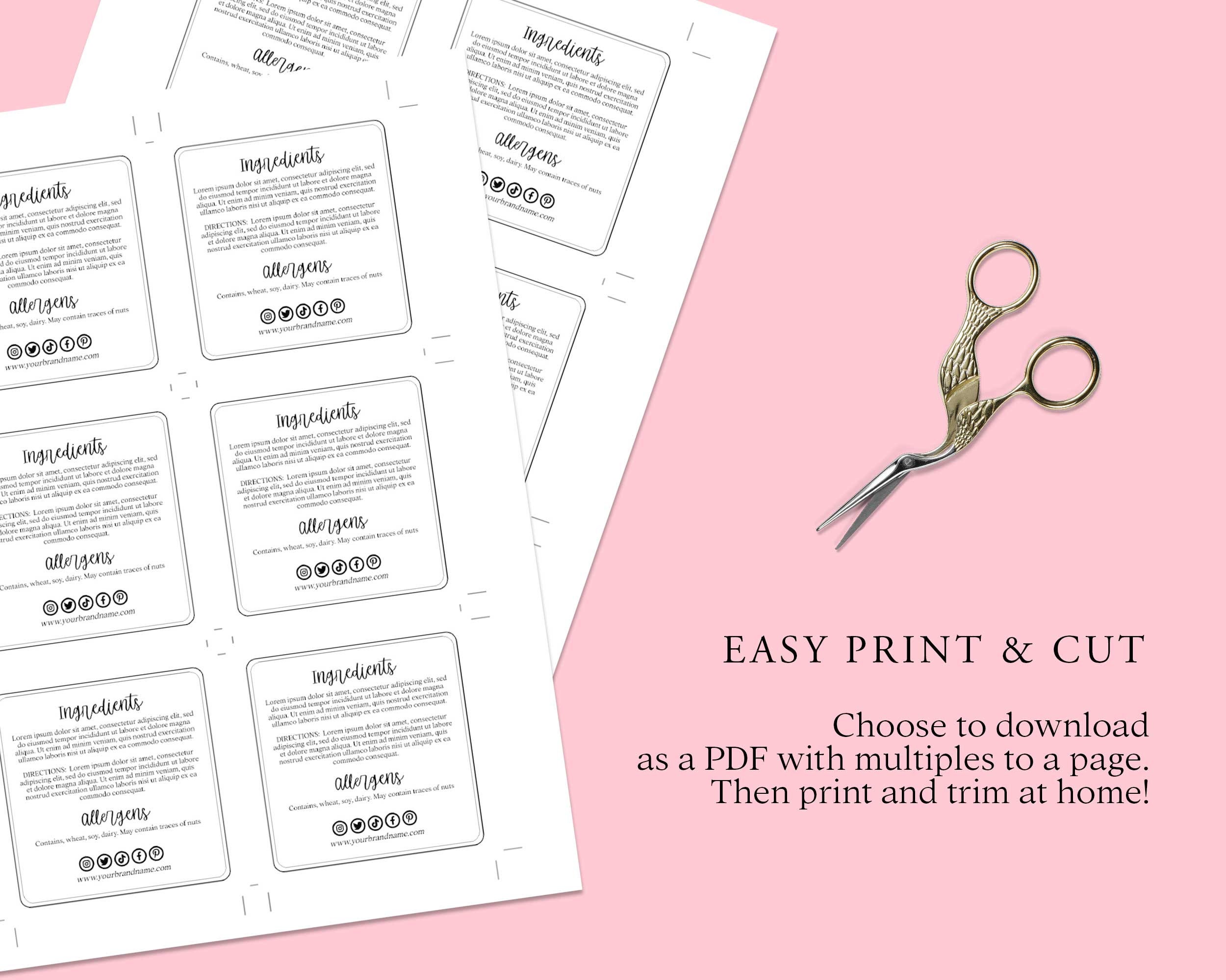 INGREDIENT Editable Product Sticker, Backing Label Round, Square Label ...