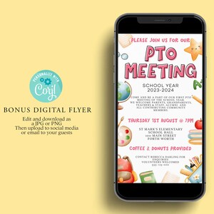 PTO MEETING Flyer Template, Pta, Fundraising Event, Volunteer, Meeting ...
