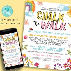 CHALK the WALK Flyer, Printable PTA Flyer, School Breakfast Parent ...