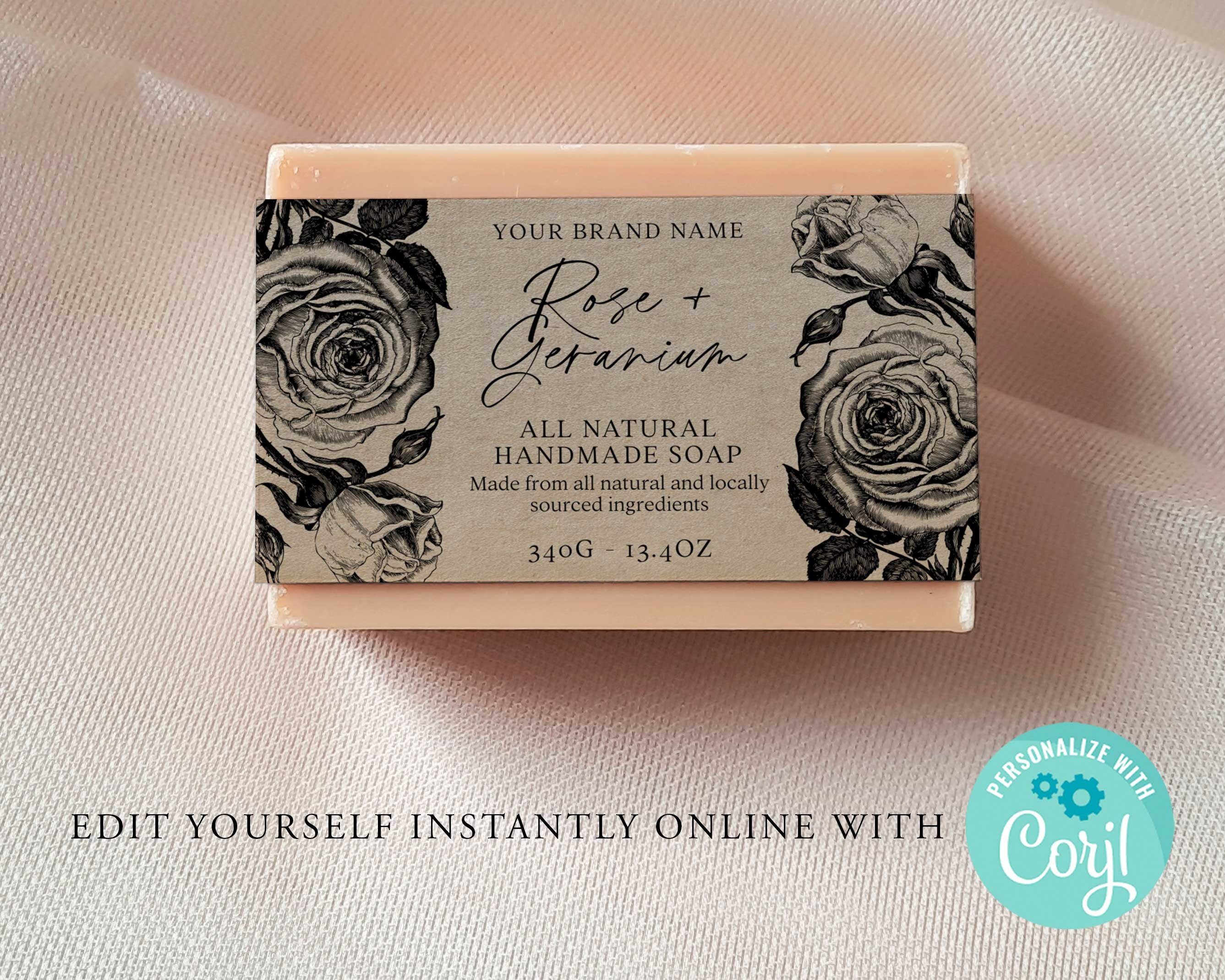 20 X Vintage FLORAL Editable Soap Label, Custom Product, DIY Soap Label ...