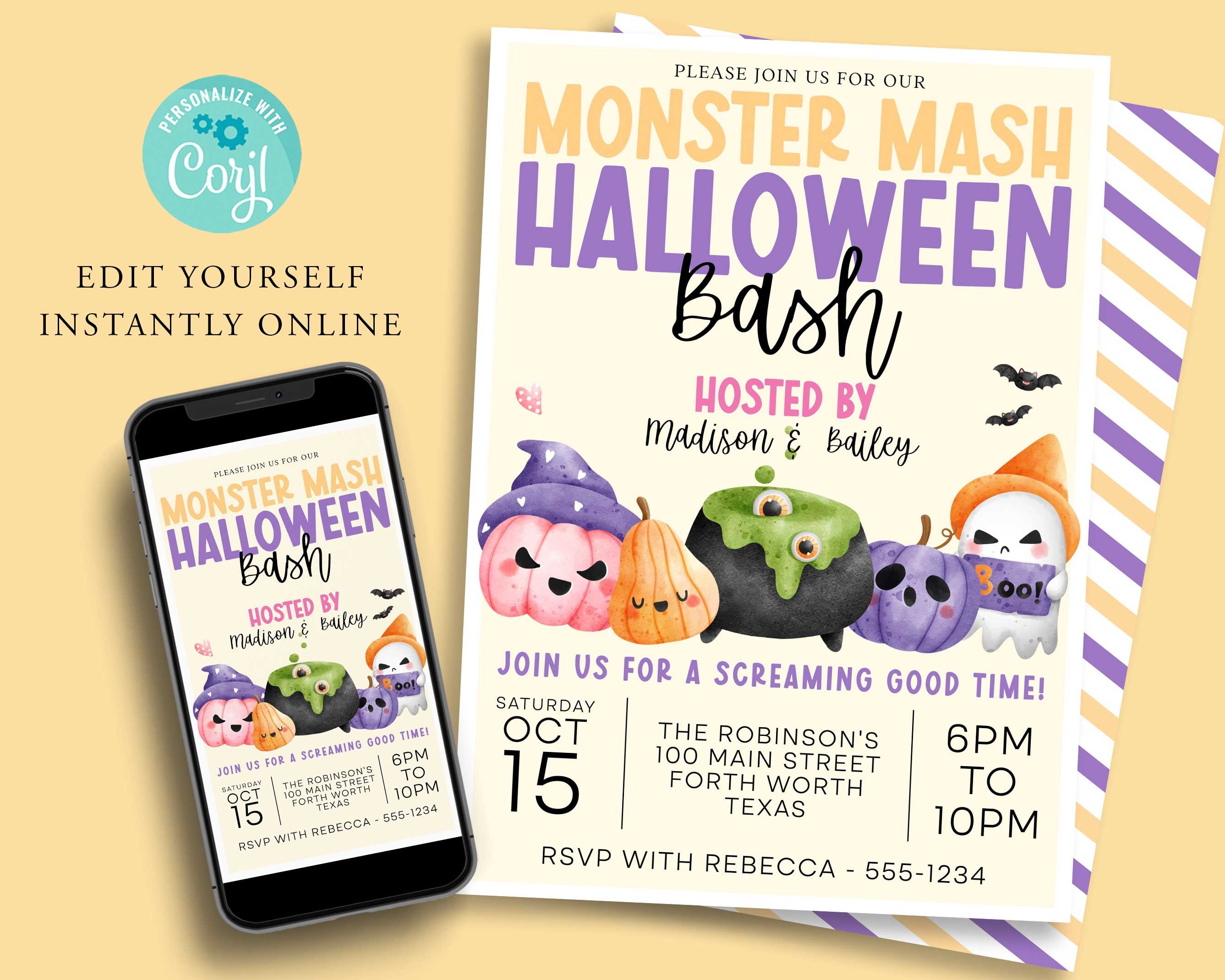 HALLOWEEN Party Flyer Editable Template, Spooky, Trick or Treat Party ...