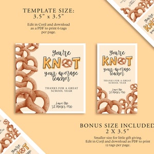 PRETZEL Appreciation Gift Tag, Teacher, Friends, Mothers Day, Valentine ...