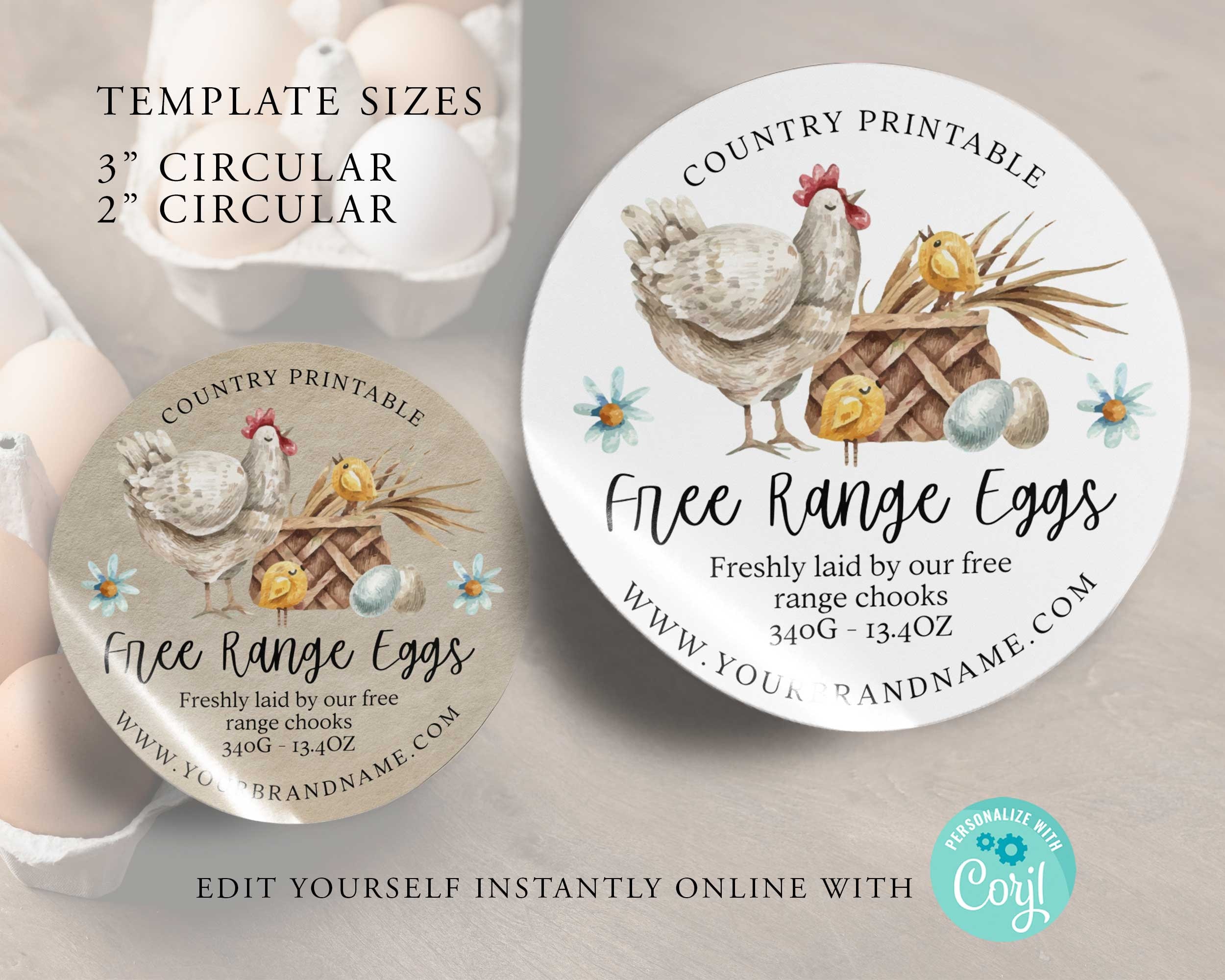 FARM Round Editable Product Sticker, FREE Range Egg Product Label, 3 2 ...