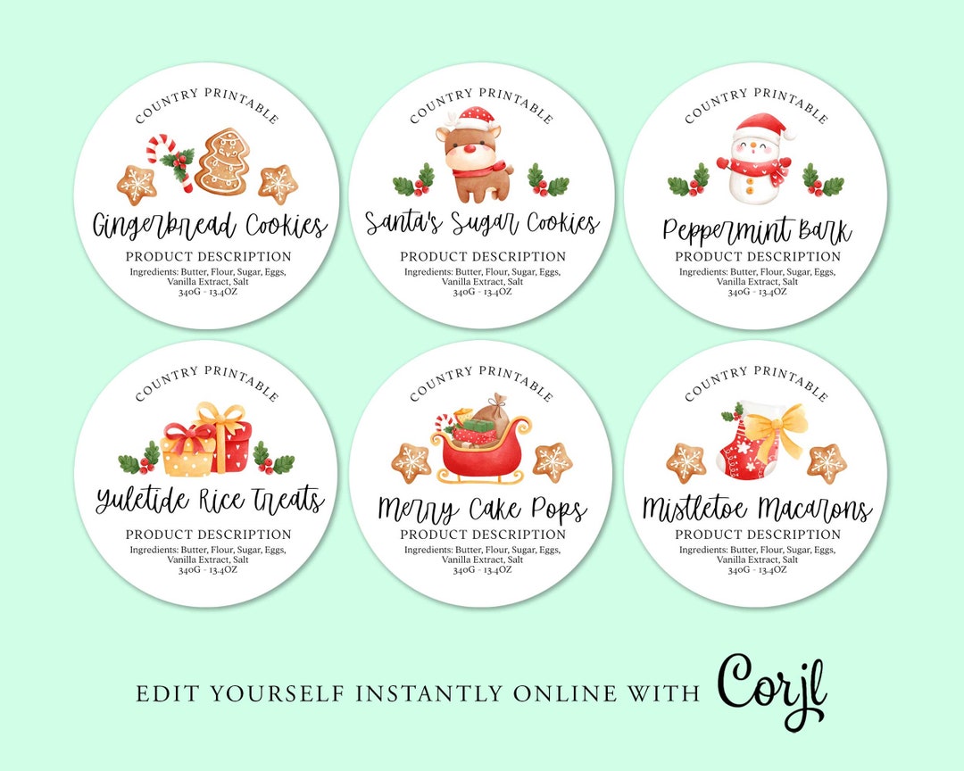 Editable CHRISTMAS Round Labels, Round Kraft Label, Baking Label ...