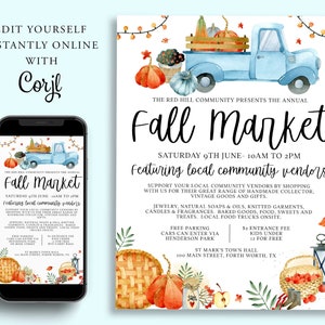 Editable FALL MARKET Flyer Template, DIY Market, Event Poster, Harvest ...