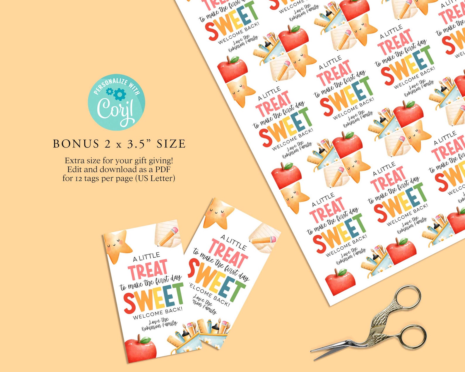 BACK to SCHOOL Treat Appreciation Gift Tag, Teacher, Friends Thankyou ...