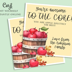 TEACHER Appreciation Gift Tag, Teacher, Friends, Thanksgiving Apple ...