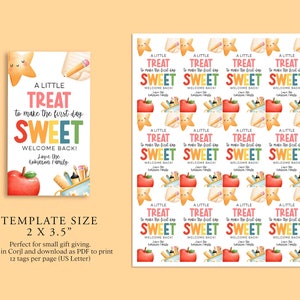 BACK to SCHOOL Treat Appreciation Gift Tag, Teacher, Friends Thankyou ...