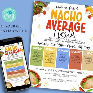 Fiesta TEACHER APPRECIATION Editable Flyer Template, Staff Invite ...